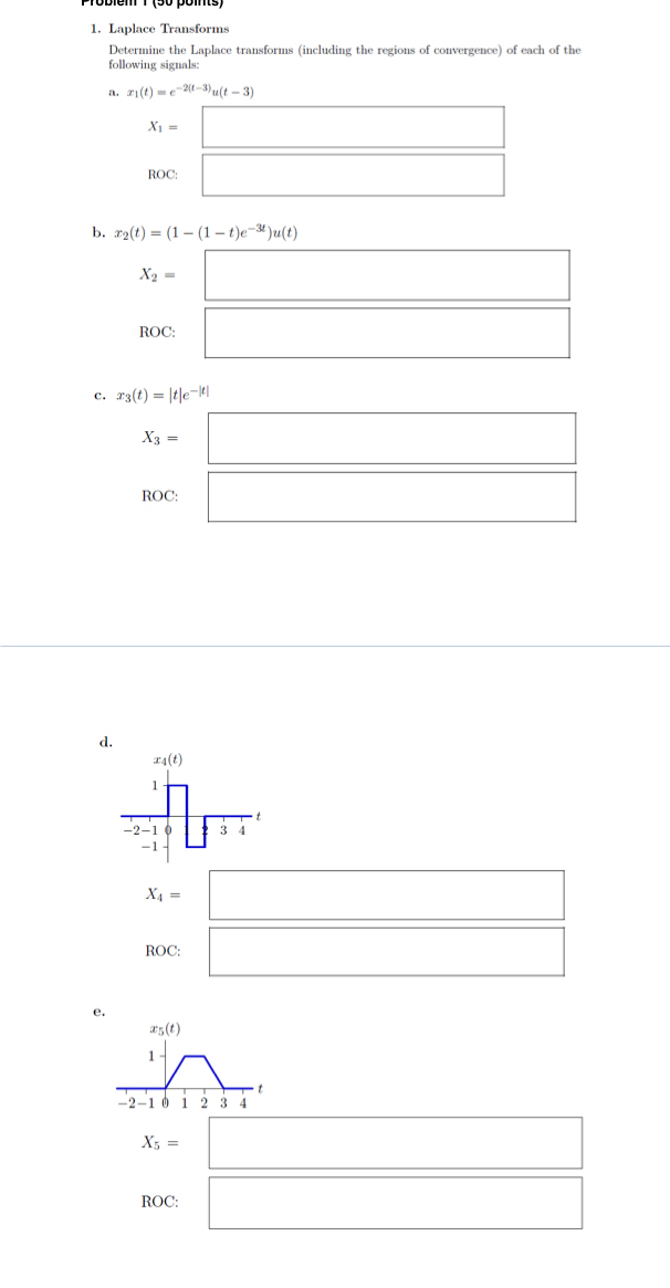 Solved PLEASE ONLY ANSWER C-E Laplace TransformsDetermine | Chegg.com
