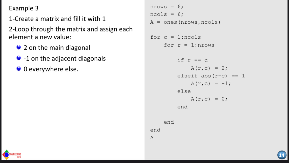 Solved I want it the matt lab way Example 31-Create a matrix | Chegg.com
