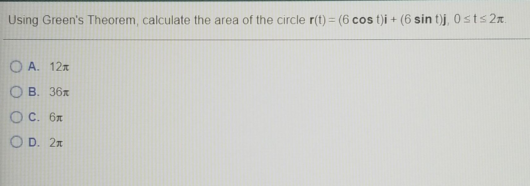 Solved Using Green's Theorem, calculate the area of the | Chegg.com