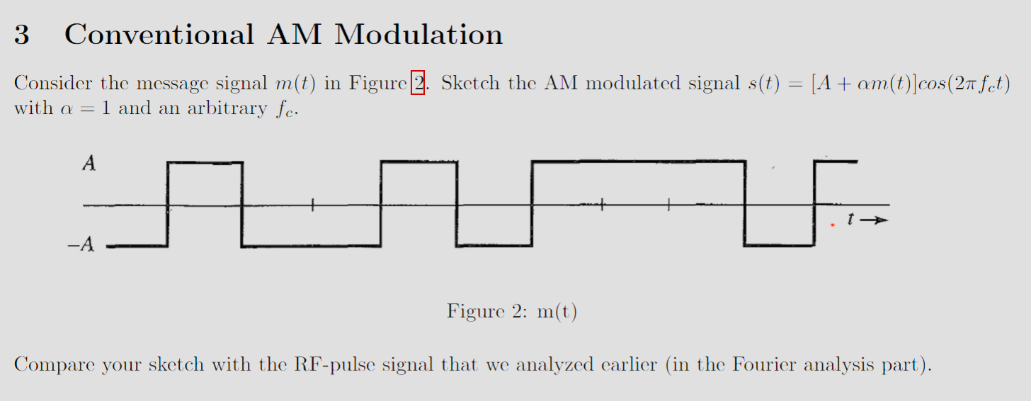 3 ﻿Conventional AM ModulationConsider the message | Chegg.com