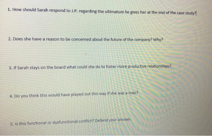 Solved Foto inally, Sarah thought. J.P. Offutt, the CEO, | Chegg.com