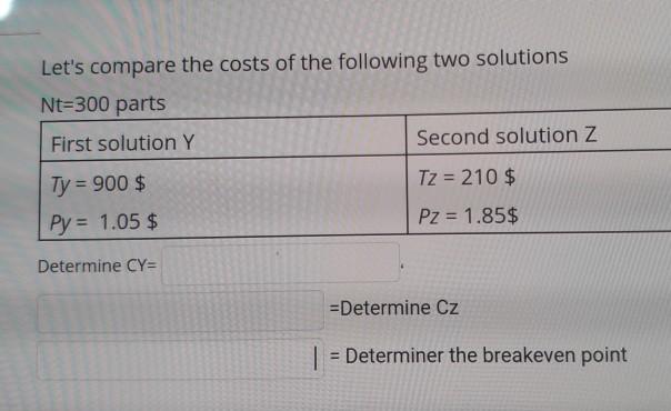 Solved Let's compare the costs of the following two | Chegg.com