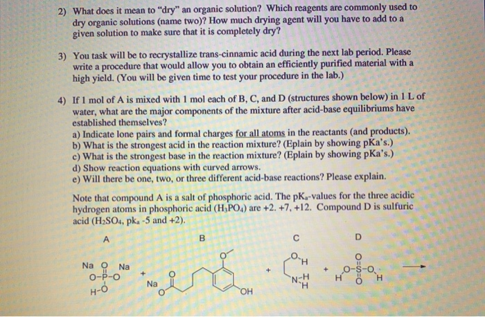Solved 2) What does it mean to "dry" an organic solution? | Chegg.com
