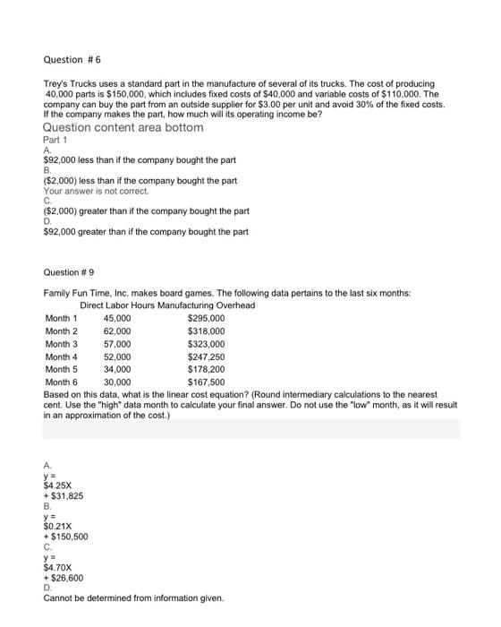Solved Question \# 6 Trey's Trucks uses a standard part in | Chegg.com