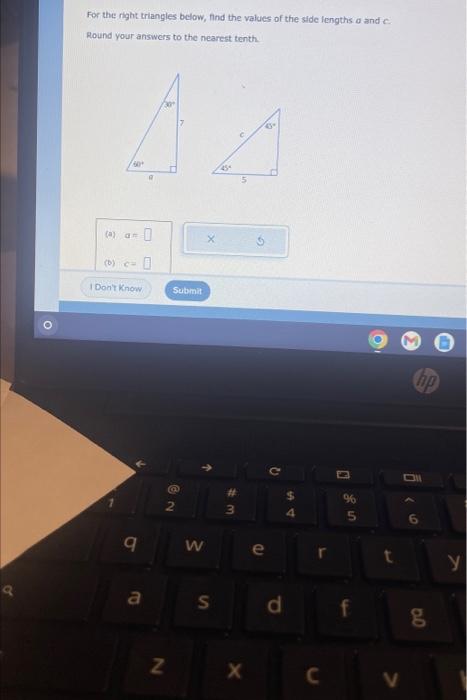 Solved For the right triangles below, find the values of the | Chegg.com