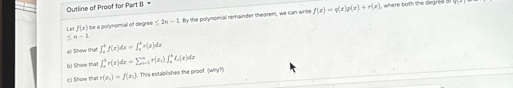 Solved Outline of Proof for Part B\\nLet f(x) be a | Chegg.com