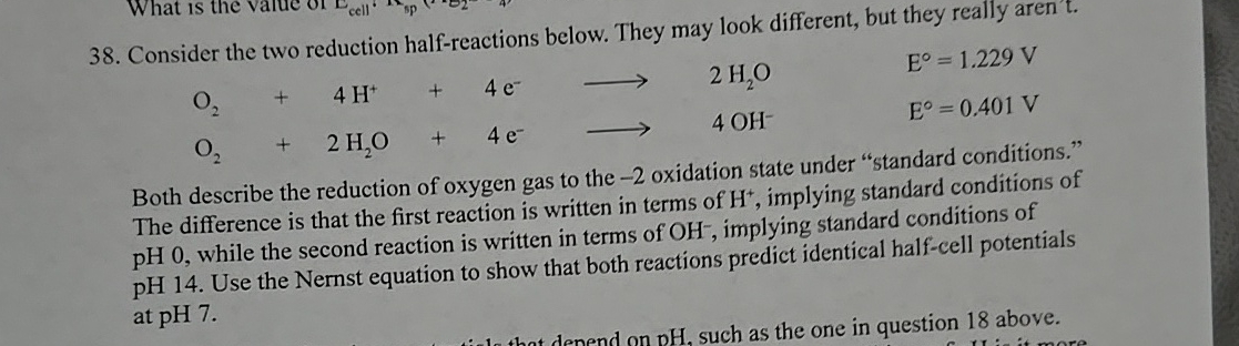 Solved Consider the two reduction half-reactions below. They | Chegg.com