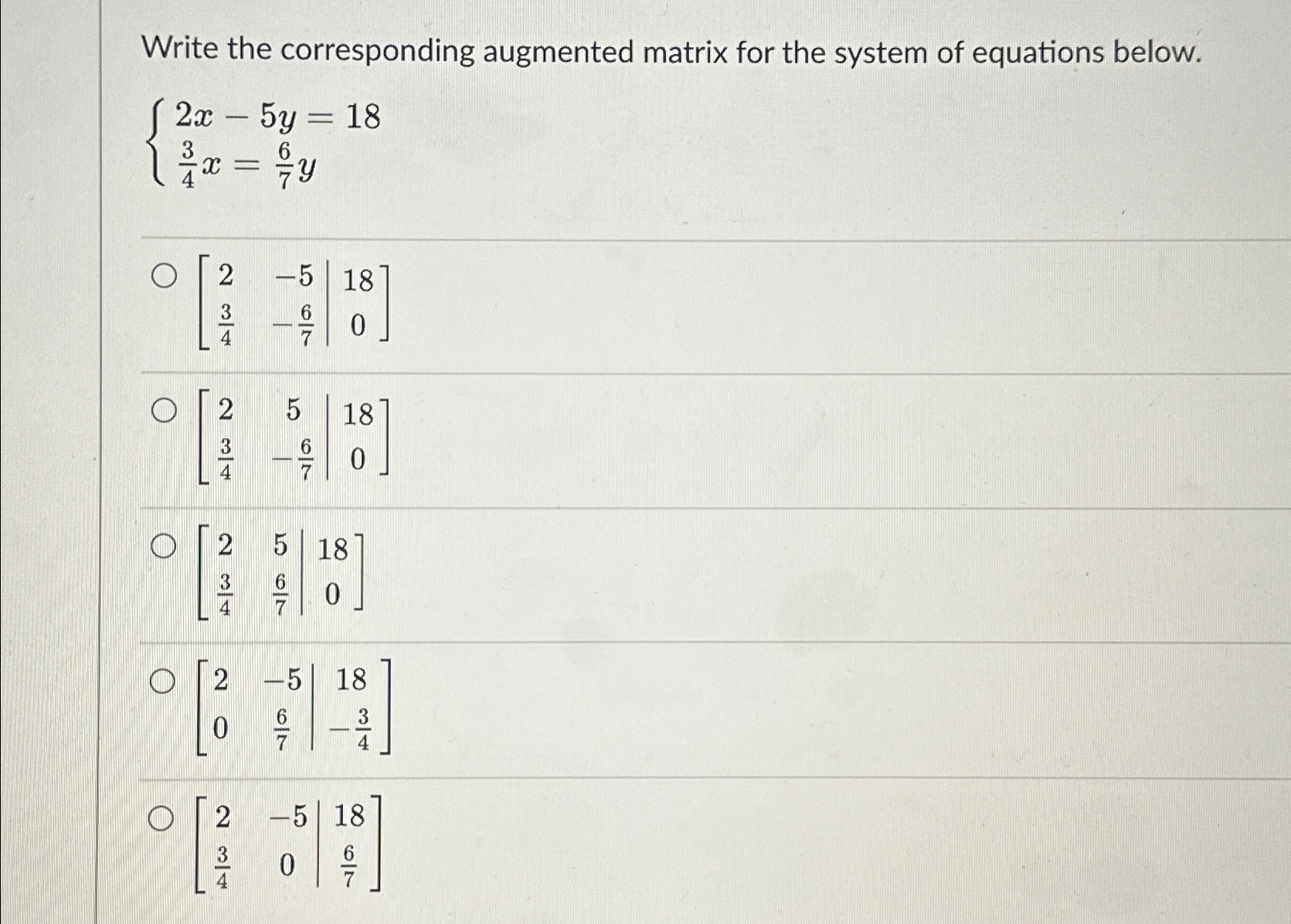 Solved Write the corresponding augmented matrix for the | Chegg.com