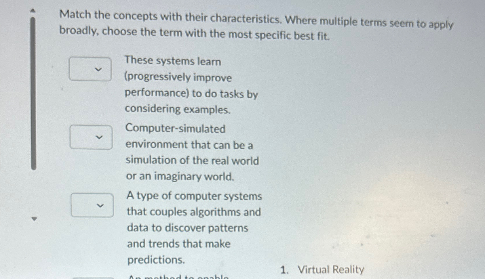 Solved Match the concepts with their characteristics. Where | Chegg.com