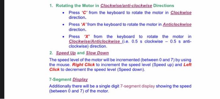 1. Rotating the Motor in Clockwise/anti-clockwise | Chegg.com