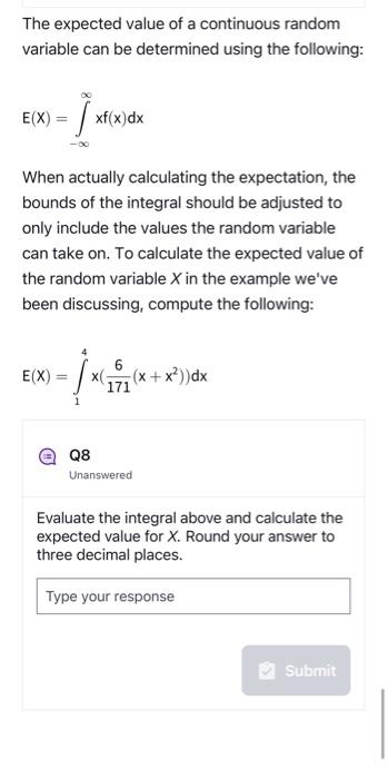Solved For continuous random variables, the calculations for | Chegg.com