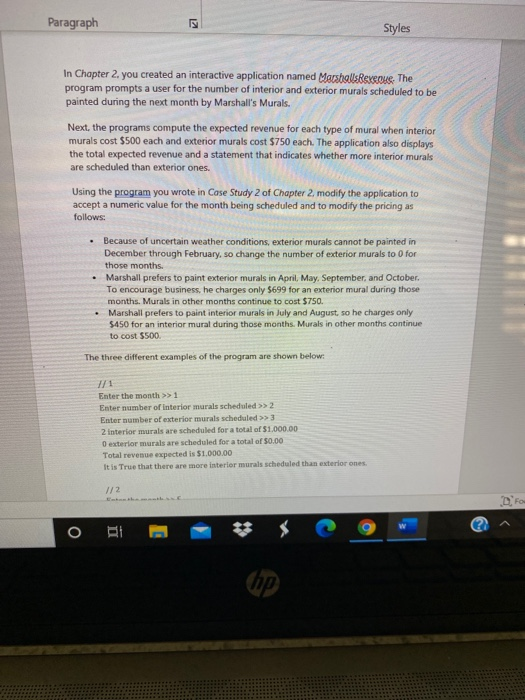 In Chapter 2 you created an interactive application | Chegg.com