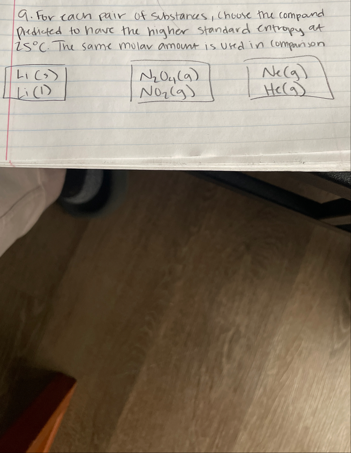 Solved For each pair of substances, choose the compand | Chegg.com