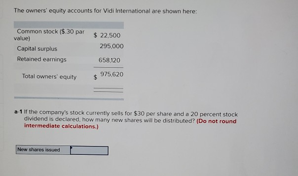 Solved The owners' equity accounts for Vidi International | Chegg.com
