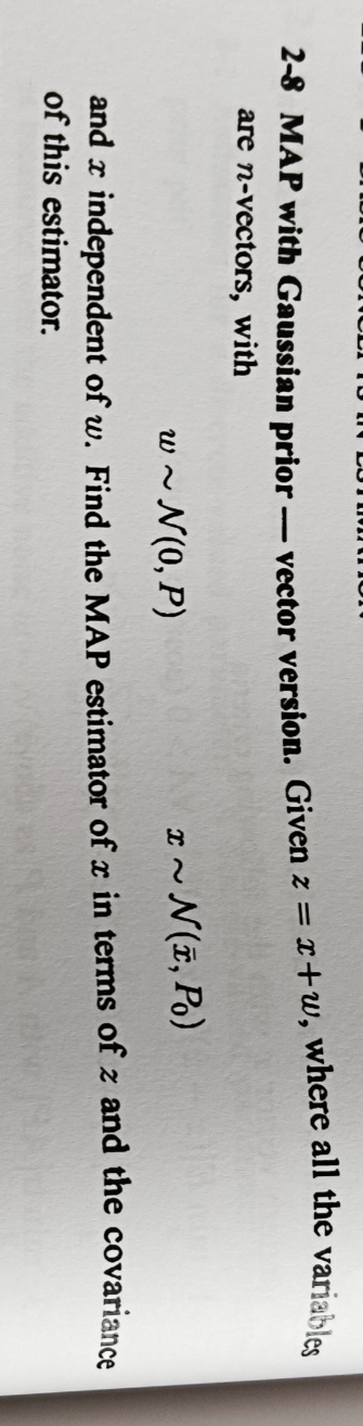 Solved 2-8 ﻿MAP with Gaussian prior - ﻿vector version. Given | Chegg.com