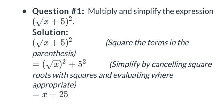 Solved - Question \# 1: Multiply and simplify the expression | Chegg.com