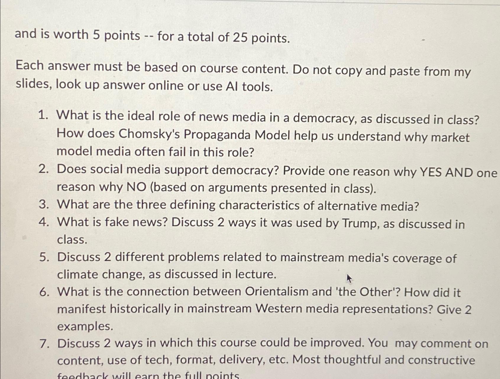 Solved and is worth 5 ﻿points -- ﻿for a total of 25 | Chegg.com