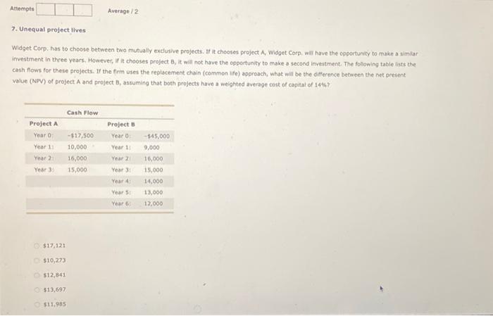 Widget Corp. has to choose between two mutually | Chegg.com