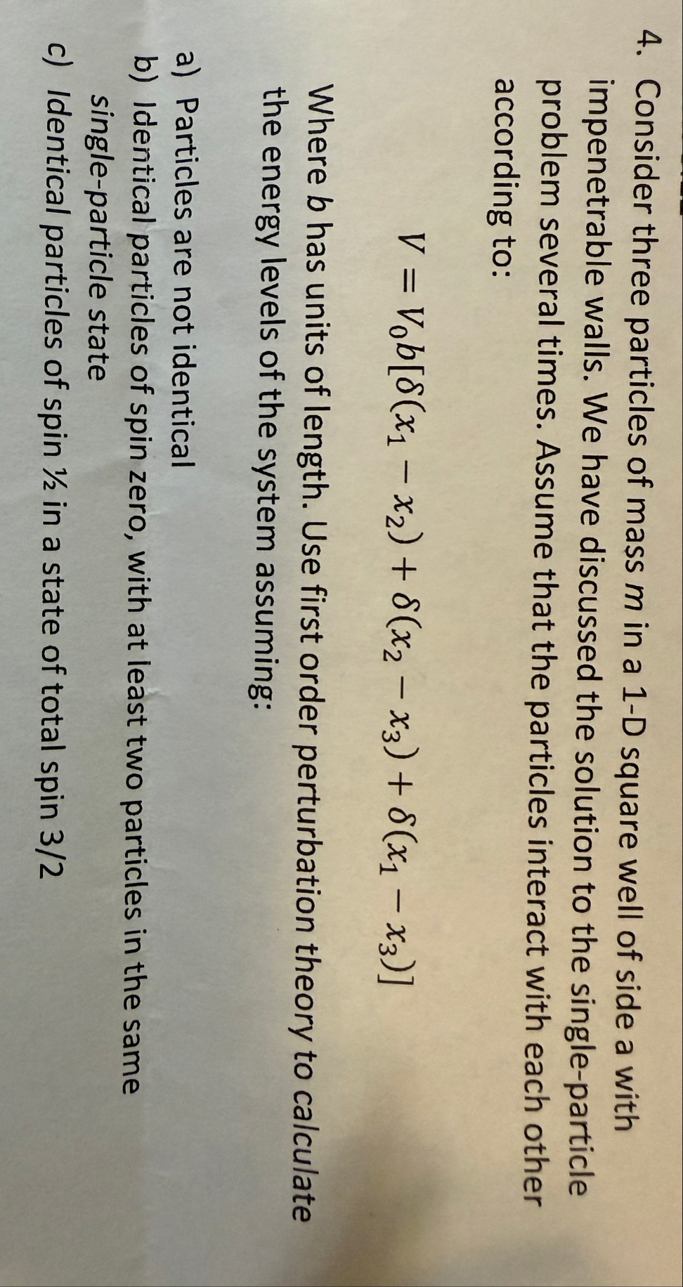 Solved Consider three particles of mass m ﻿in a 1-D square | Chegg.com