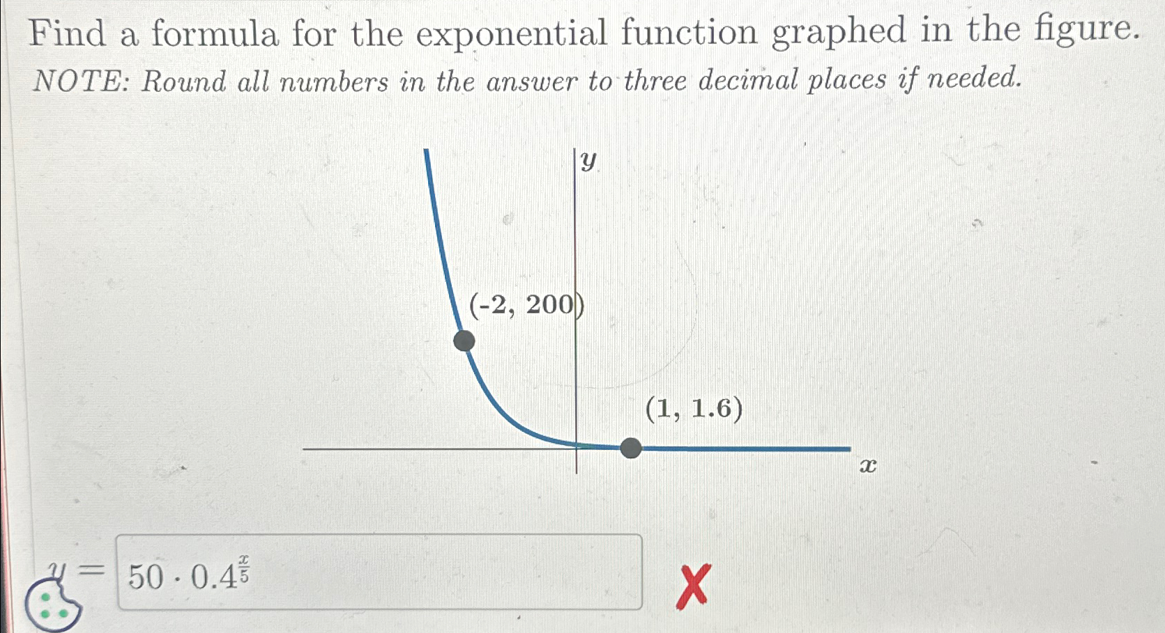 Solved Find a formula for the exponential function graphed | Chegg.com