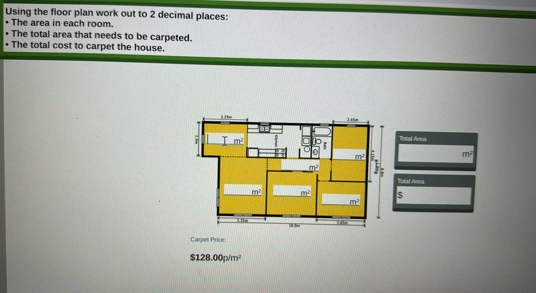 Using the floor plan work out to 2 ﻿decimal | Chegg.com