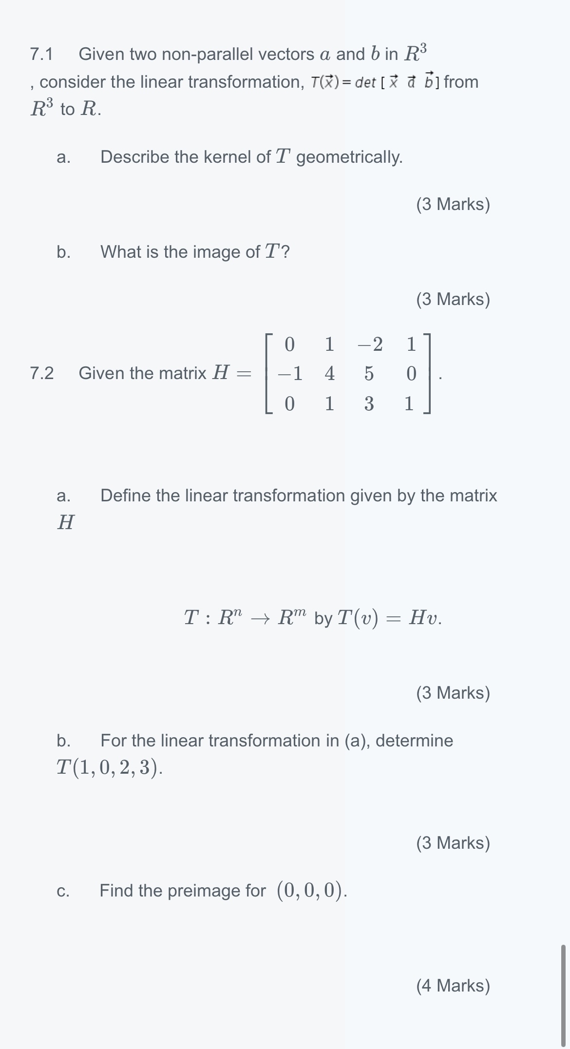 Solved 7.1 ﻿Given two non-parallel vectors a and b ﻿in R3 , | Chegg.com