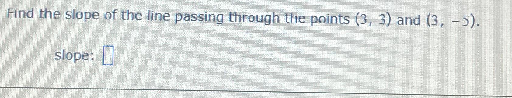 Solved Find the slope of the line passing through the points | Chegg.com