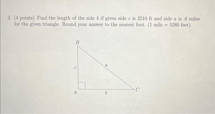 Solved 3. (4 points) Find the length of the side b if given | Chegg.com