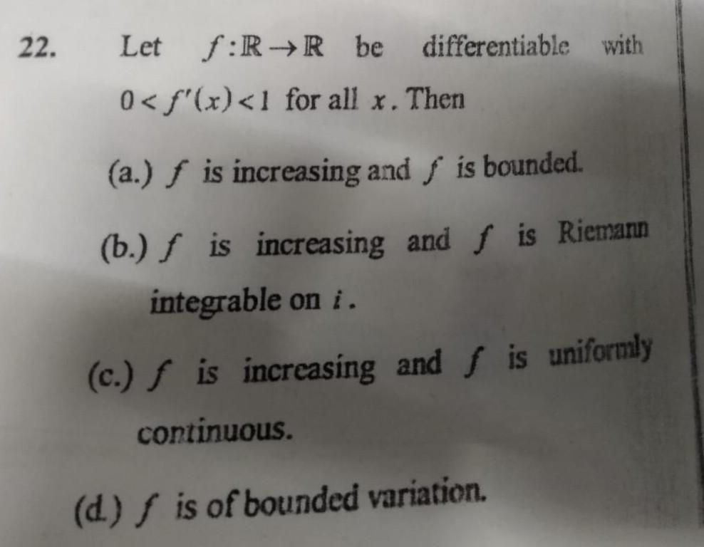Solved 2. Let f:R→R be differentiable with 0 | Chegg.com