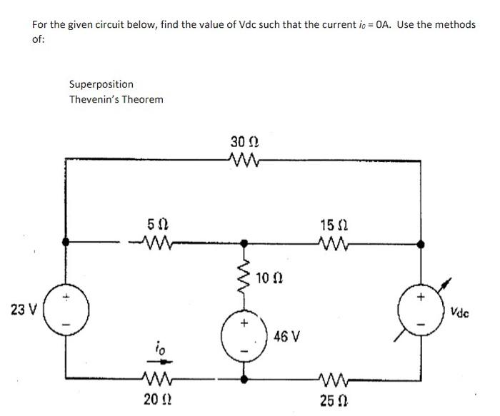 Solved = For the given circuit below, find the value of Vdc | Chegg.com