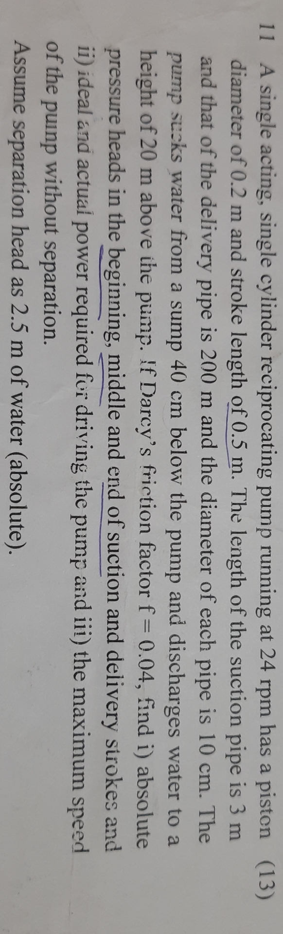 Solved 11 ﻿A single acting, single cylinder reciprocating | Chegg.com