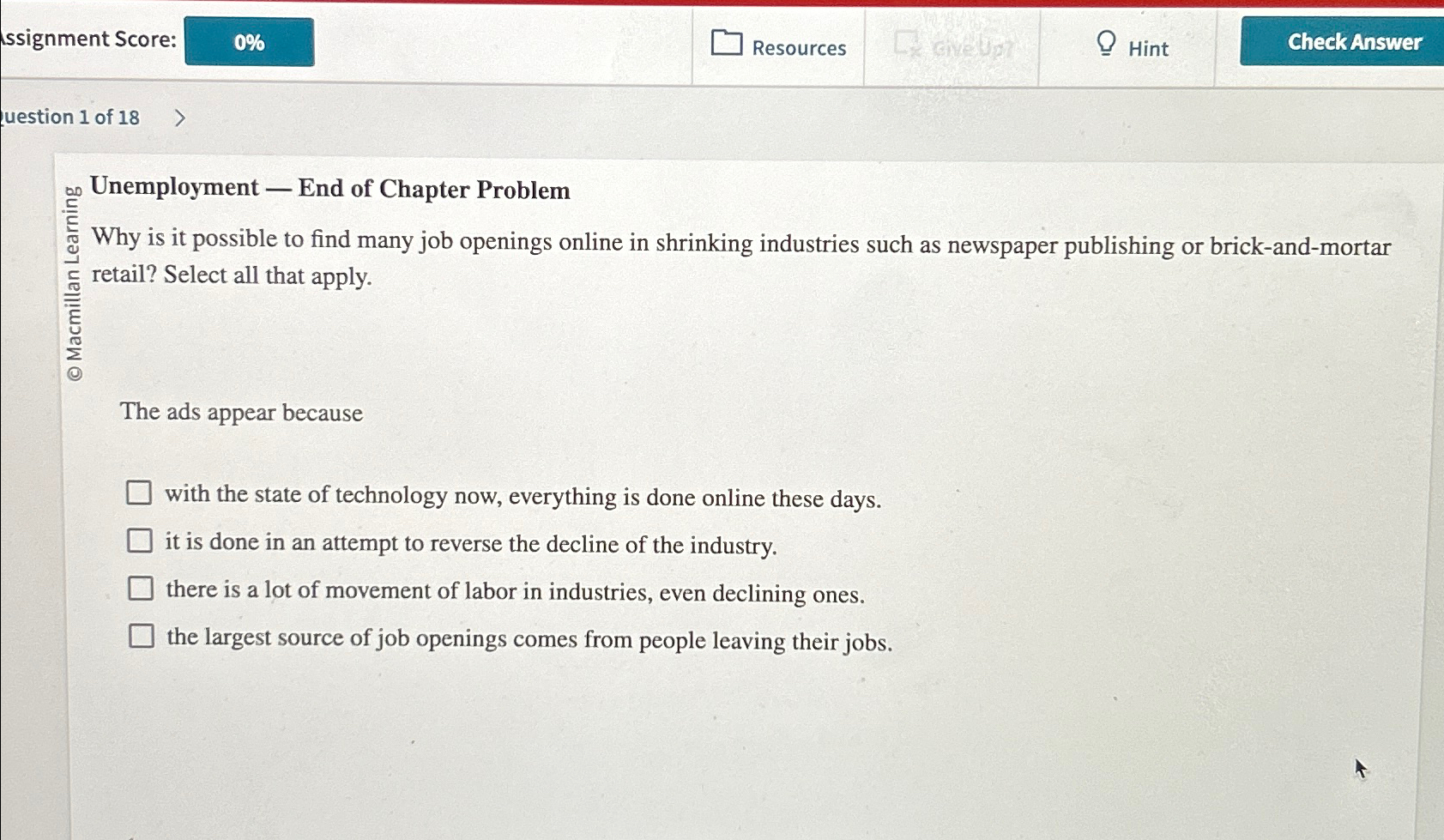 Solved ssignment Score:ResourcesHintquestion 1 ﻿of | Chegg.com