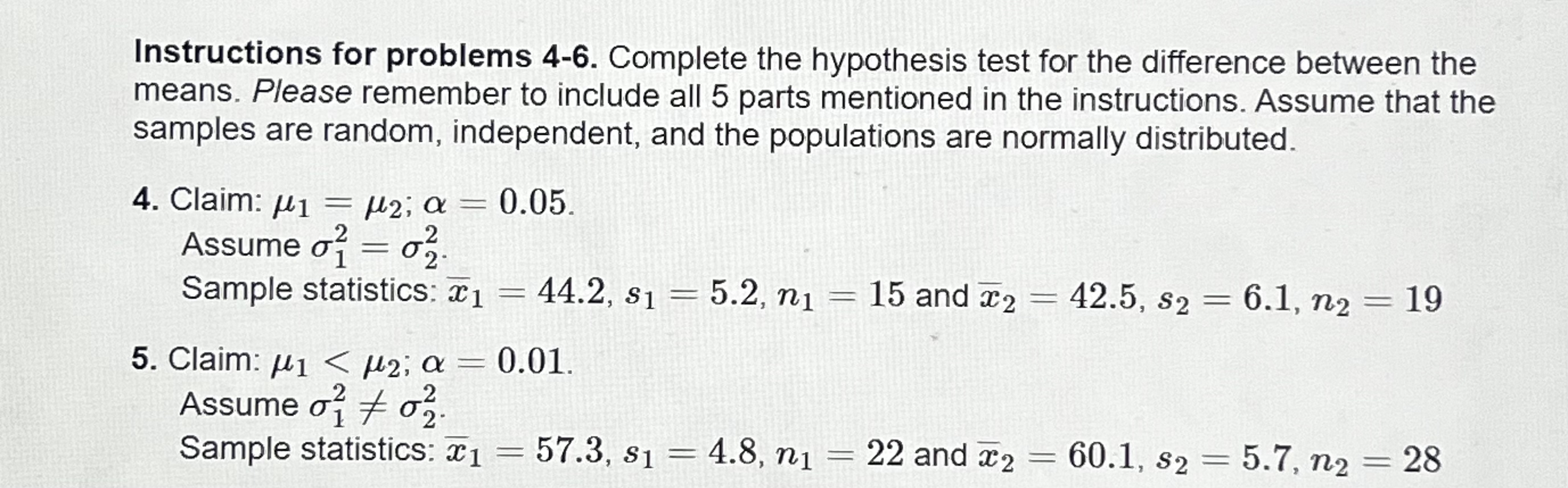 Solved Instructions for problems 4-6. ﻿Complete the | Chegg.com