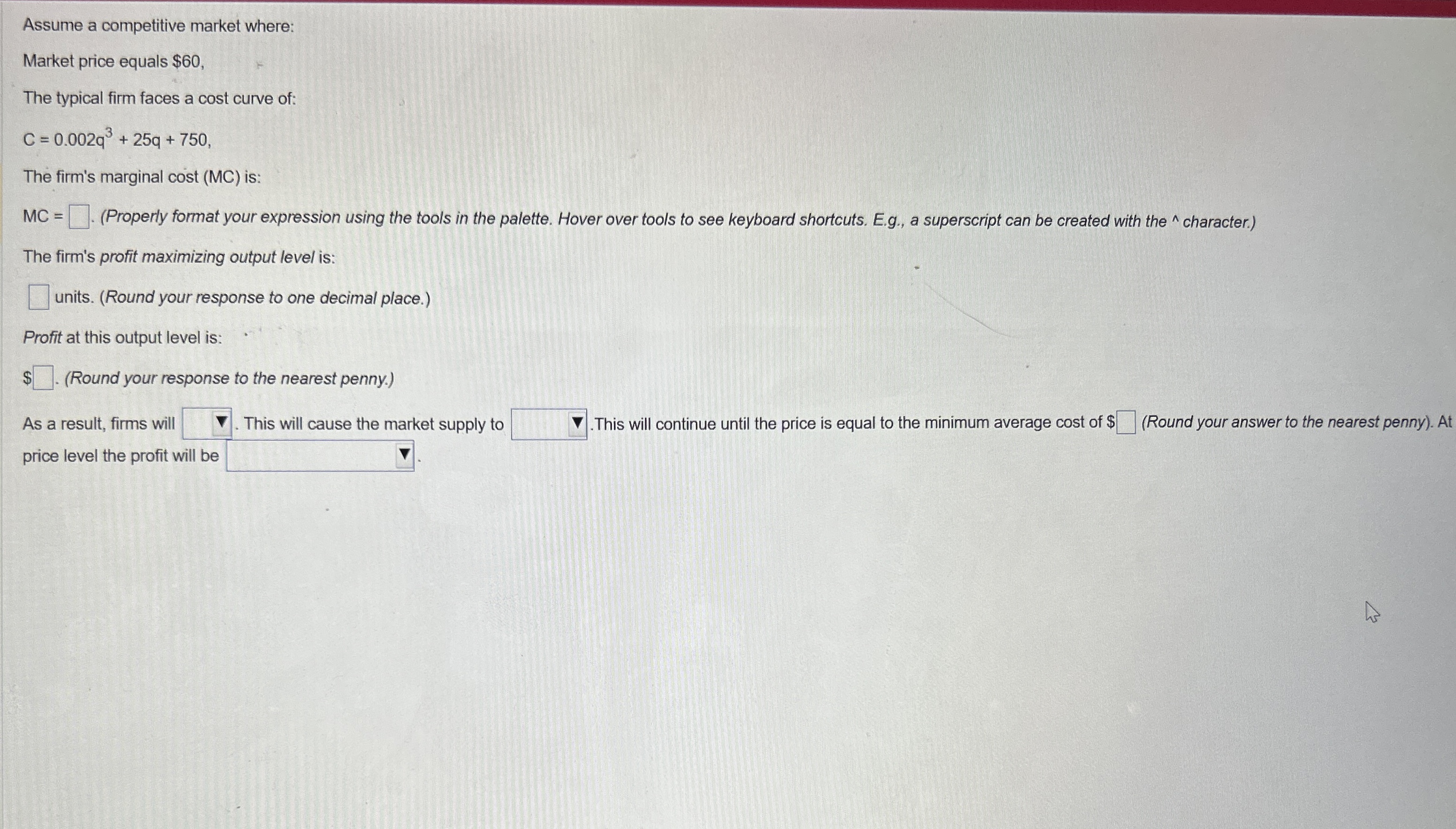 Solved Assume a competitive market where:Market price equals | Chegg.com