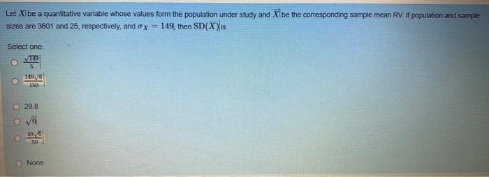 Solved Let Xl be a quantitative variable whose values form | Chegg.com