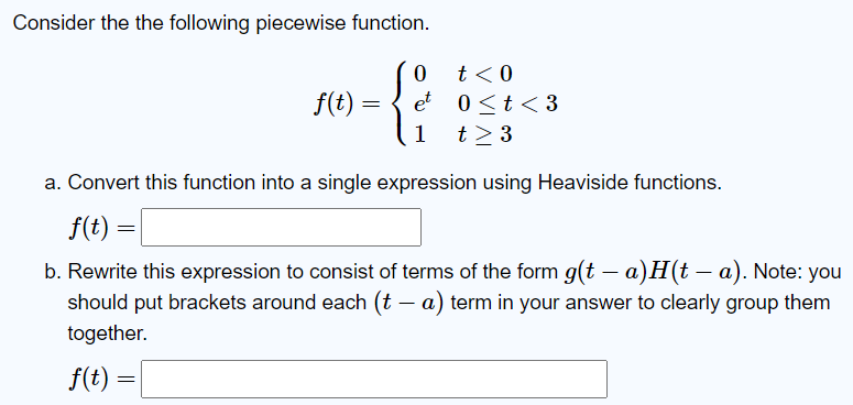 Solved Consider the the following piecewise | Chegg.com