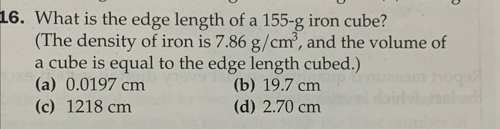 Solved What is the edge length of a 155-g ﻿iron cube? (The | Chegg.com