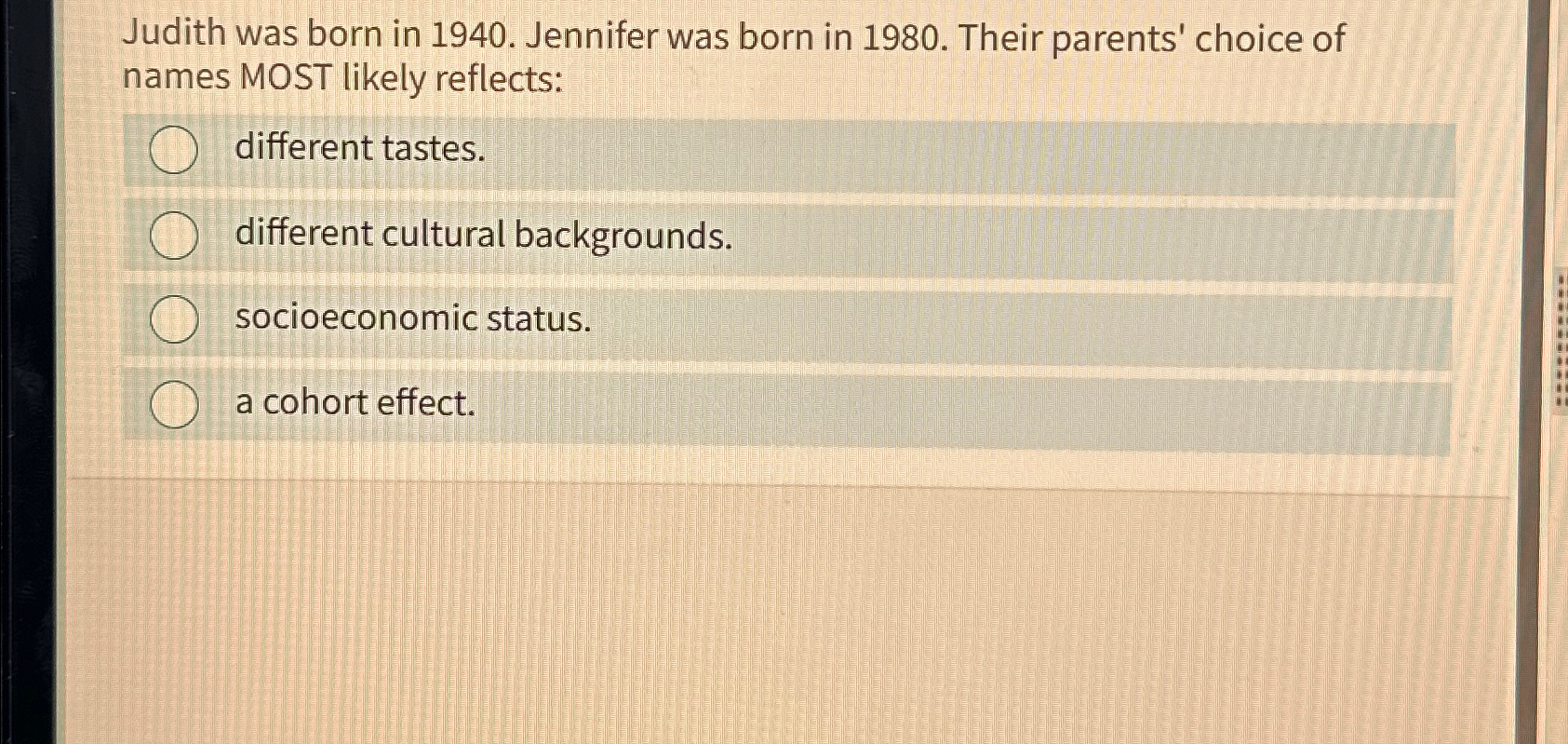 Solved Judith was born in 1940. ﻿Jennifer was born in 1980. | Chegg.com