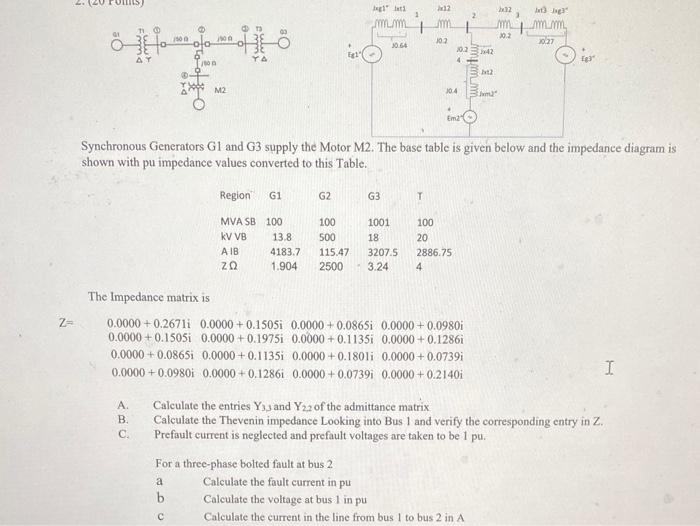 Synchronous Generators G1 and G3 supply the Motor M2. | Chegg.com