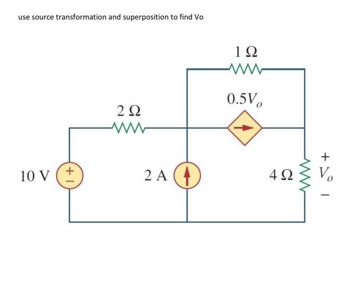 Solved use source transformation and superposition to find | Chegg.com