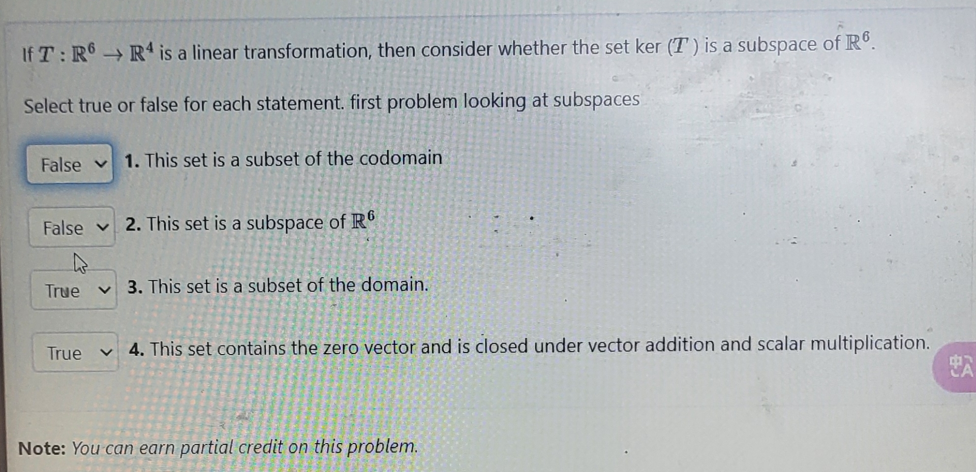 Solved If T:R6→R4 ﻿is a linear transformation, then consider | Chegg.com
