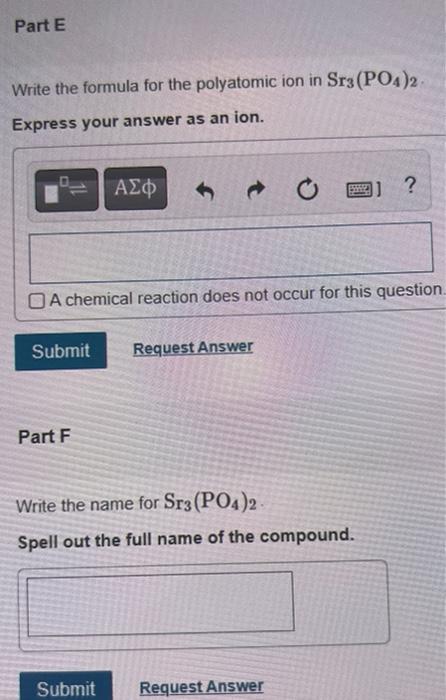 Solved Part A Write the formula for the polyatomic ion in | Chegg.com