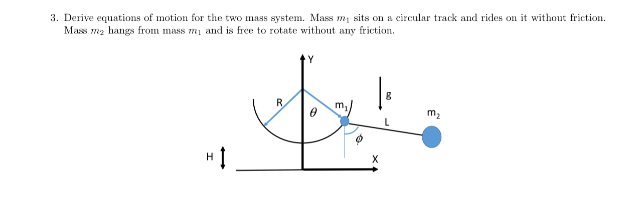 Solved Derive equations of ﻿motion for the two mass system. | Chegg.com