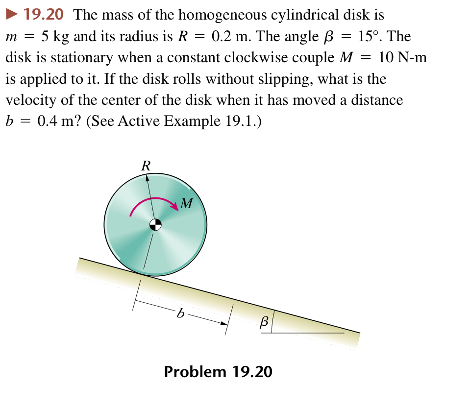 19.20 ﻿The mass of the homogeneous cylindrical disk | Chegg.com