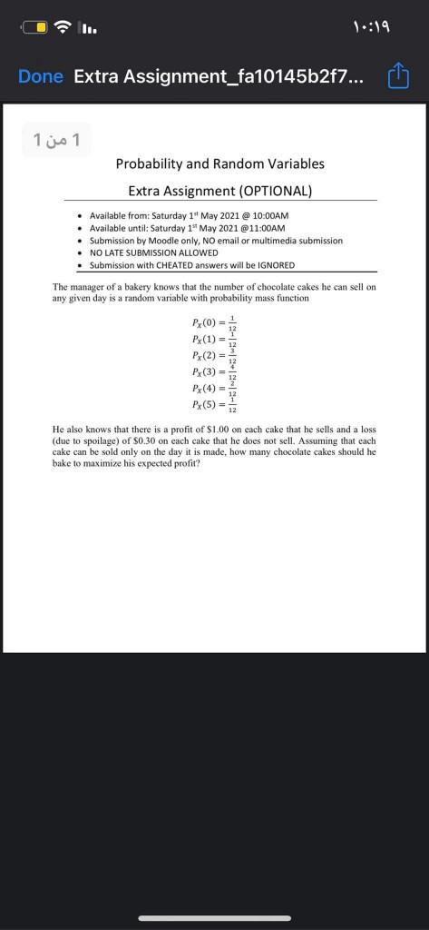 Solved ۱۰:۱۹ Done Extra Assignment_fa10145b2f7... 1 من 1 | Chegg.com