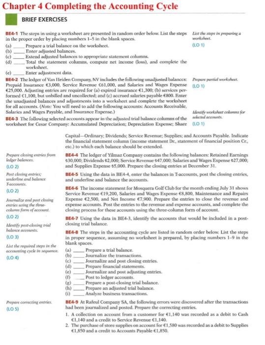 Solved (b) Chapter 4 Completing the Accounting Cycle BRIEF | Chegg.com
