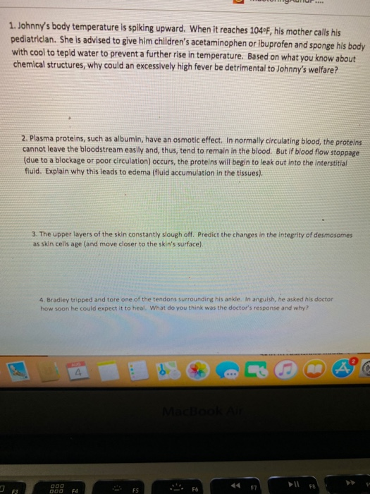 Solved 1. Johnny's body temperature is spiking upward. When | Chegg.com