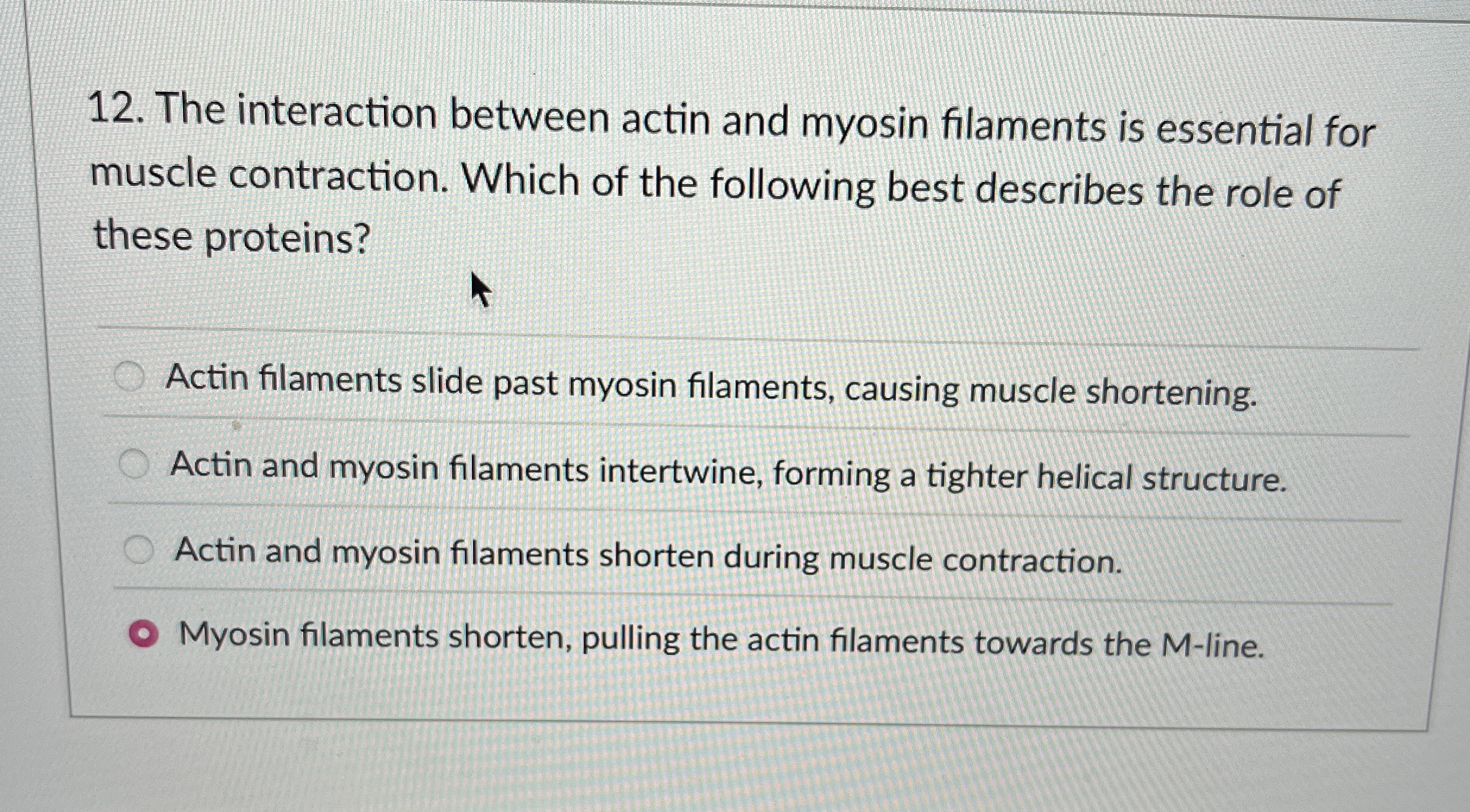 High Quality SOLUTION The interaction between actin and myosin filaments is | Chegg.com