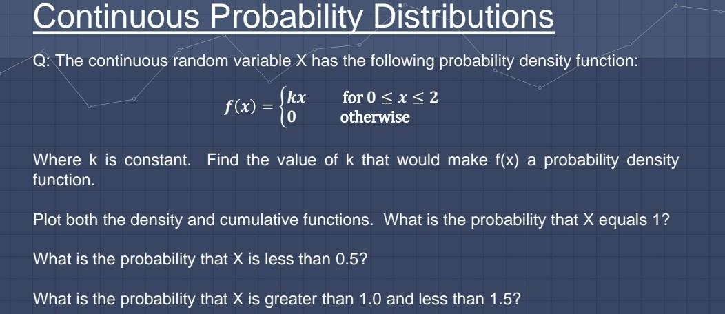 Solved Q: The continuous random variable X has the following | Chegg.com
