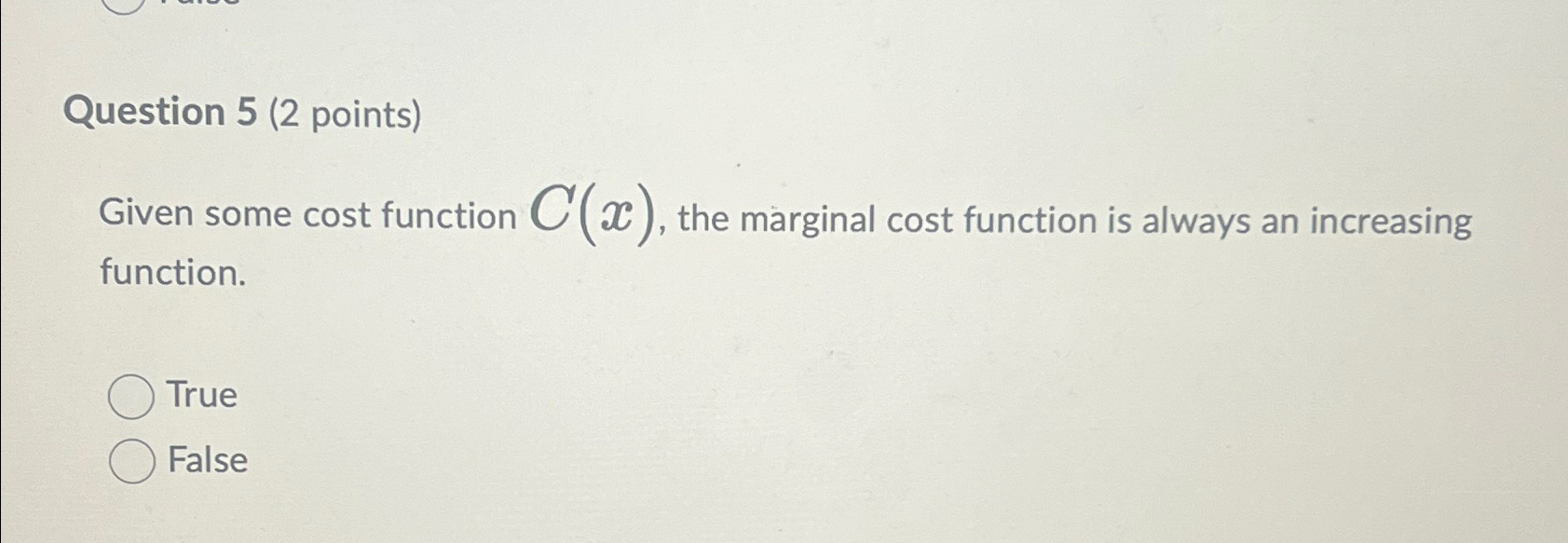Solved Question 5 2 ﻿points Given Some Cost Function C X